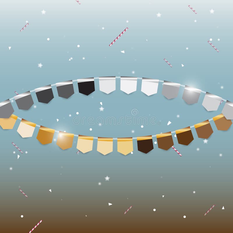 Gold and Silver Flags with Star Sweet Dream Stock Vector - Illustration ...