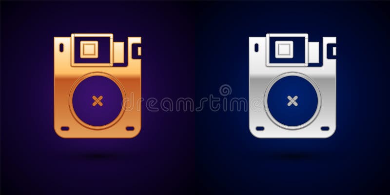 Gold and Silver Floppy Disk for Computer Data Storage Icon Isolated on ...