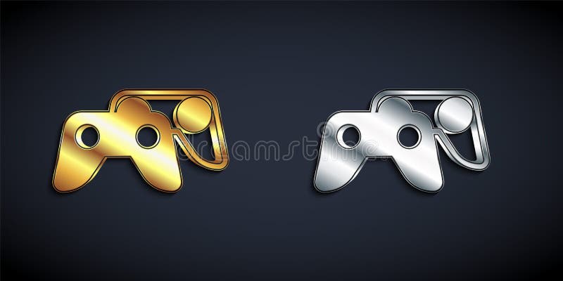 Gold and Silver Game Controller or Joystick for Game Console Icon ...