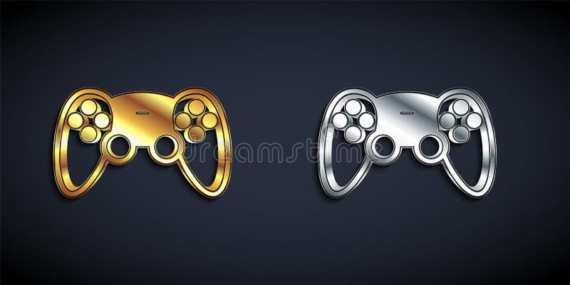 Gold and Silver Game Controller or Joystick for Game Console Icon ...