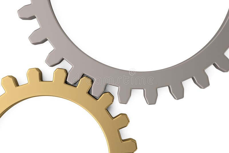 Gold and Silver Gear on White Background.3D Illustration. Stock ...