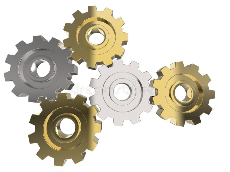 Gold and Silver Gears - Front View Stock Illustration - Illustration of ...