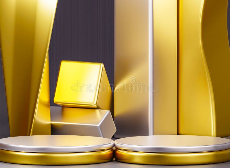 Gold and Silver Geometric Platforms Stock Illustration - Illustration ...