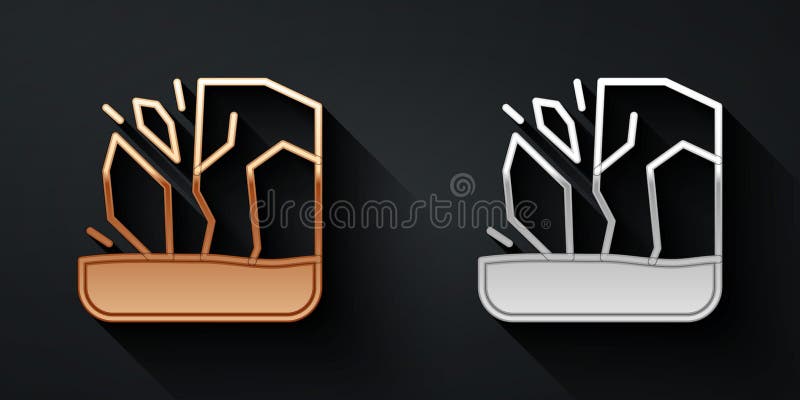 Gold and Silver Glacier Melting Icon Isolated on Black Background. Long ...