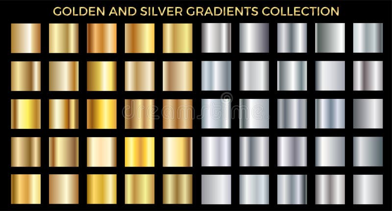 Gold and Silver Gradients Background Vector Set Stock Illustration ...