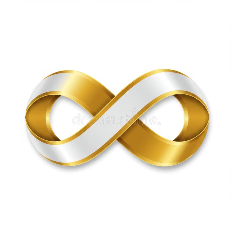 Gold and Silver Infinity Symbol on White Background with Smooth ...