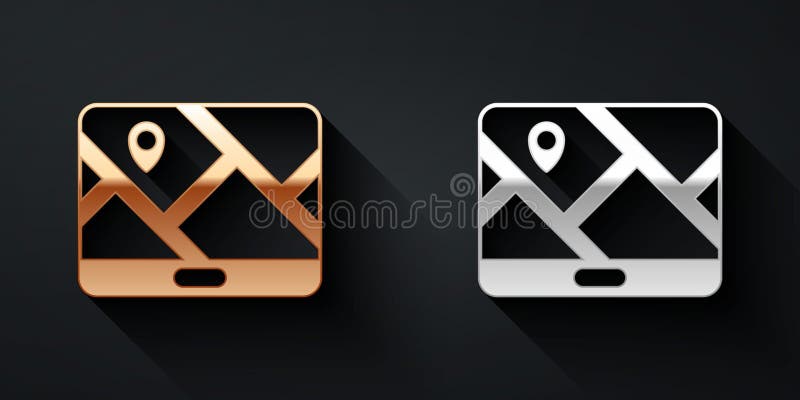 Gold and Silver Infographic of City Map Navigation Icon Isolated on ...