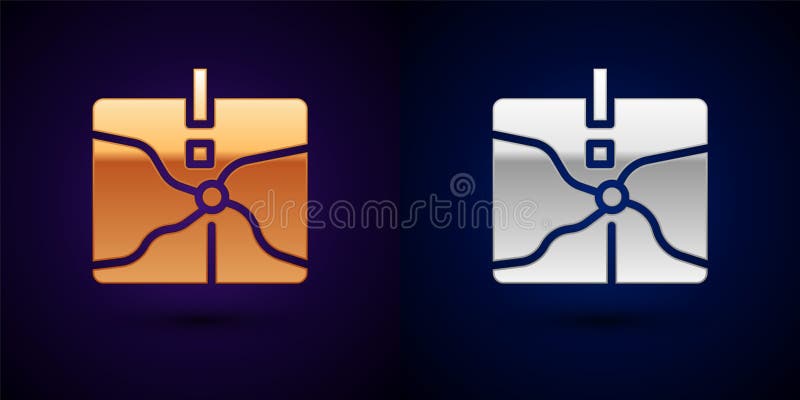 Gold and Silver Intersection Point Icon Isolated on Black Background ...