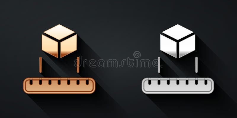 Gold and Silver Isometric Cube Icon Isolated on Black Background ...