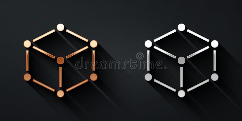 Gold and Silver Isometric Cube Icon Isolated on Black Background ...