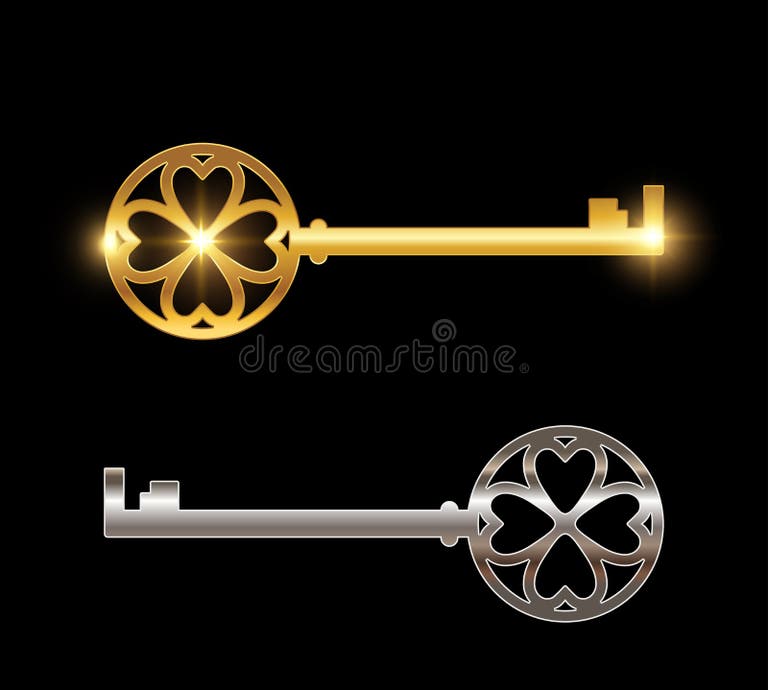 Gold and Silver Key Sign stock vector. Illustration of open - 235946554