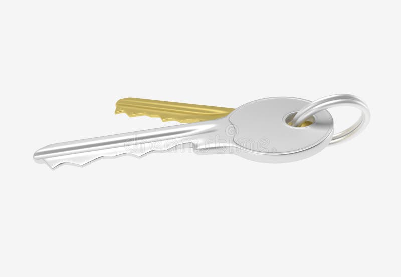 Gold and Silver Key with Silver Ring Stock Illustration - Illustration ...