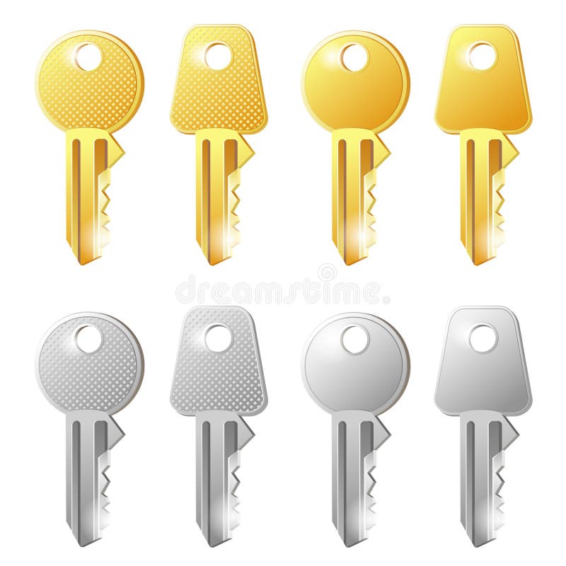 Gold and silver keys stock vector. Illustration of gray - 31211363