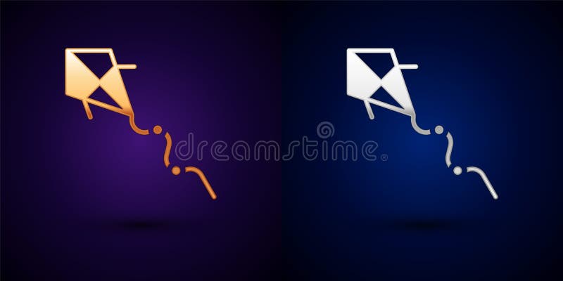 Gold and Silver Kite Icon Isolated on Black Background. Vector Stock ...