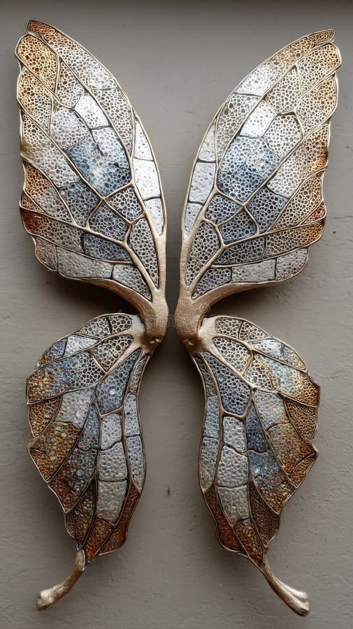 Gold and Silver Leaf Mosaic Wings Artwork Stock Illustration - Illustration of ornate, gray ...