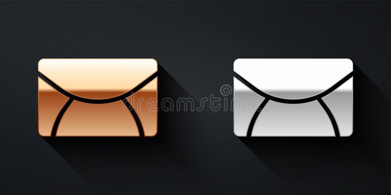 Gold Mail and E-mail in Hand Icon Isolated on Black Background ...
