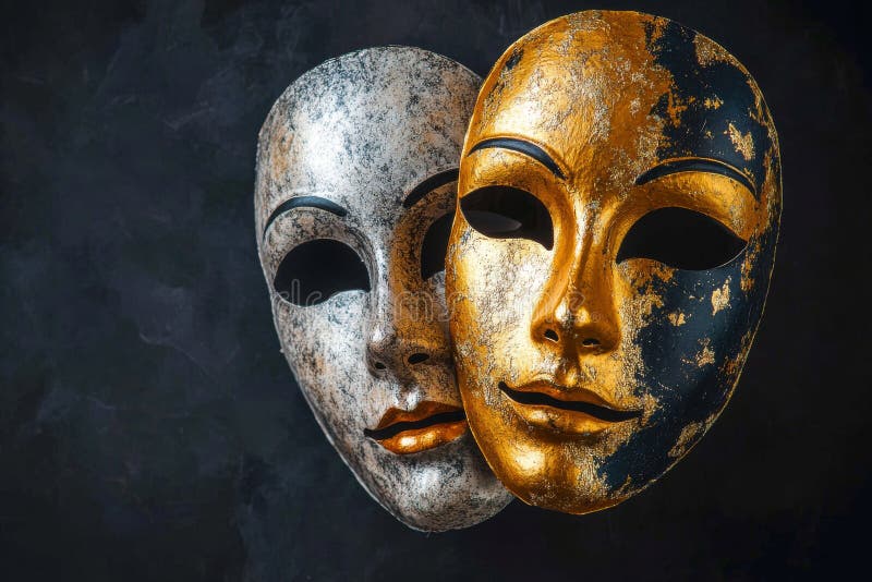Gold and Silver Masks with Theatre Concept Stock Illustration ...