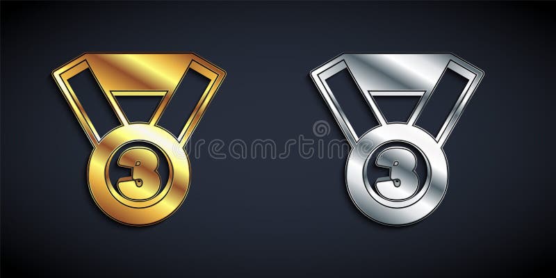 Gold and Silver Medal Icon Isolated on Black Background. Winner Symbol ...