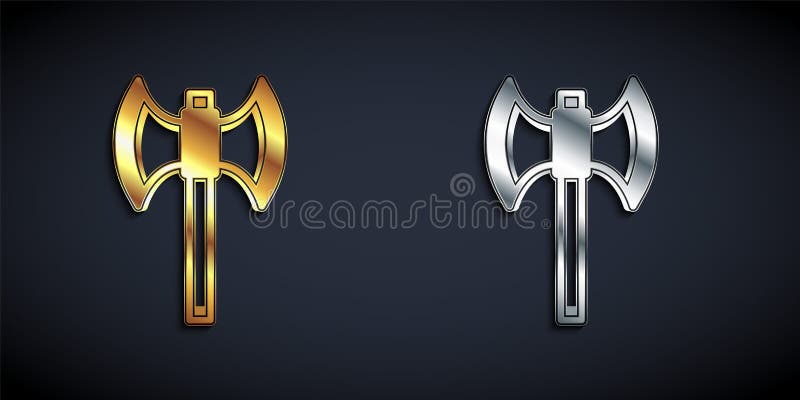 Gold and Silver Medieval Poleaxe Icon Isolated on Black Background ...