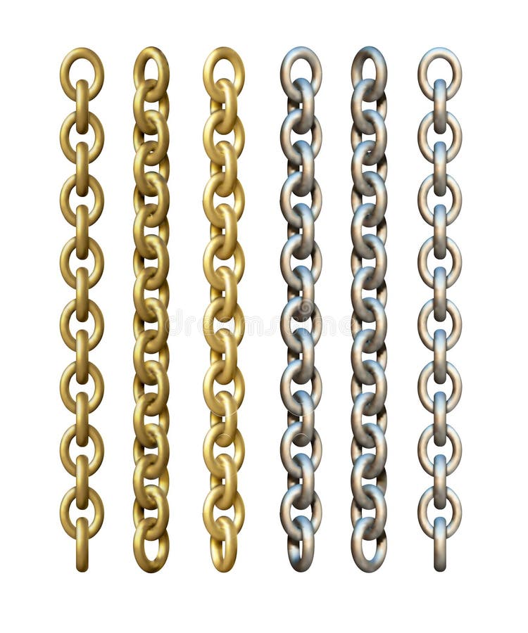 Gold, Silver Metal Chains. 3d Realistic Vector Stock Vector ...