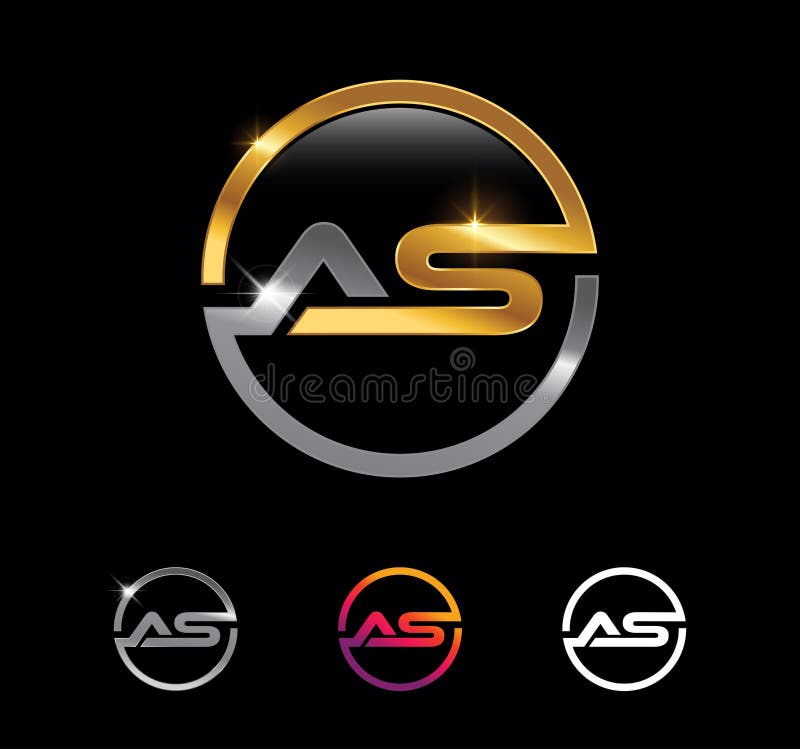 Gold and Silver Monogram Initial Letter AS Sign Stock Vector ...