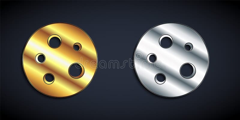 Gold and Silver Moon Icon Isolated on Black Background. Long Shadow ...