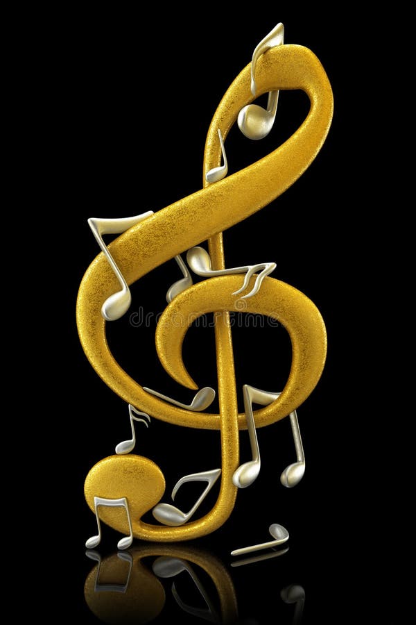 Gold and Silver Musical Notes - 3d Render Stock Illustration ...
