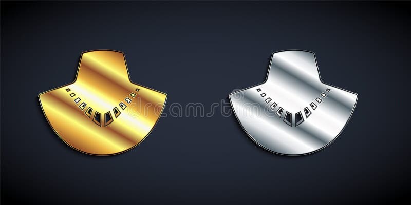 Gold and Silver Necklace on Mannequin Icon Isolated on Black Background ...