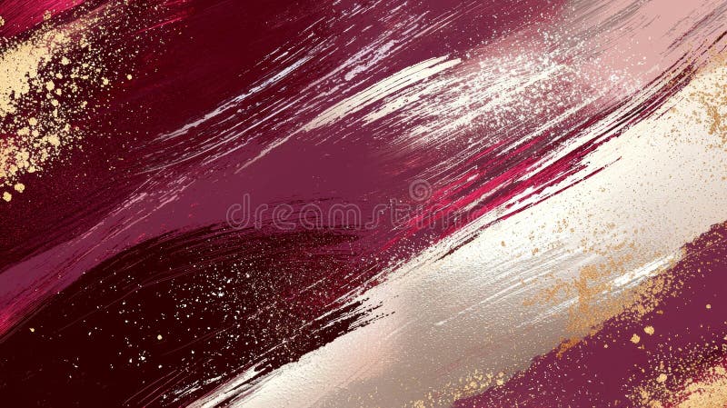 Gold and Silver Paint is Splashed Across this Maroon Background ...