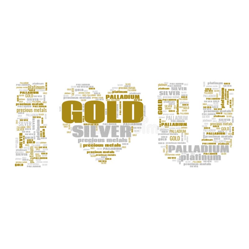 Gold Silver Palladium Platinum Text Shapes Illustration Stock ...