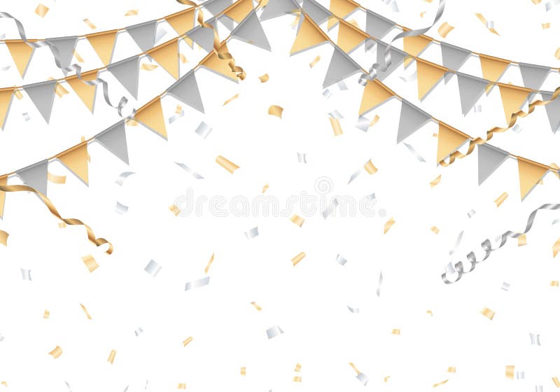 Gold and Silver Party Background with White Board Stock Vector ...