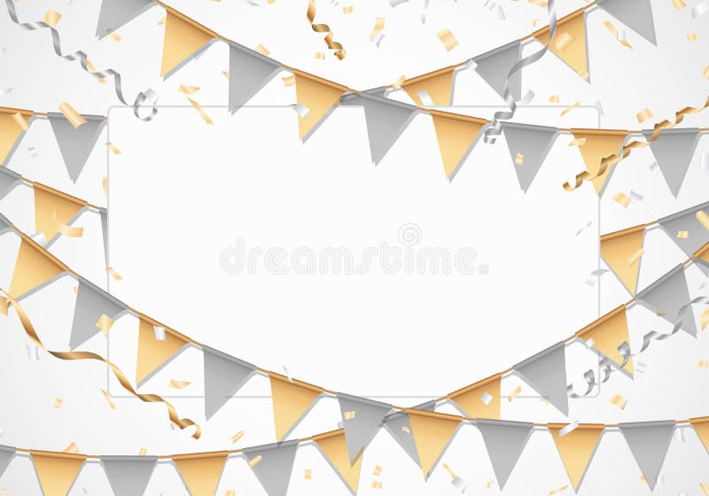 Gold and Silver Party Background with White Board Stock Vector ...