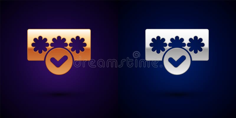 Gold and Silver Password Protection and Safety Access Icon Isolated on ...