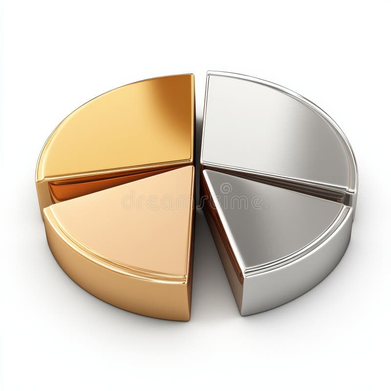 Gold Silver Pie Chart stock illustration. Illustration of planning ...