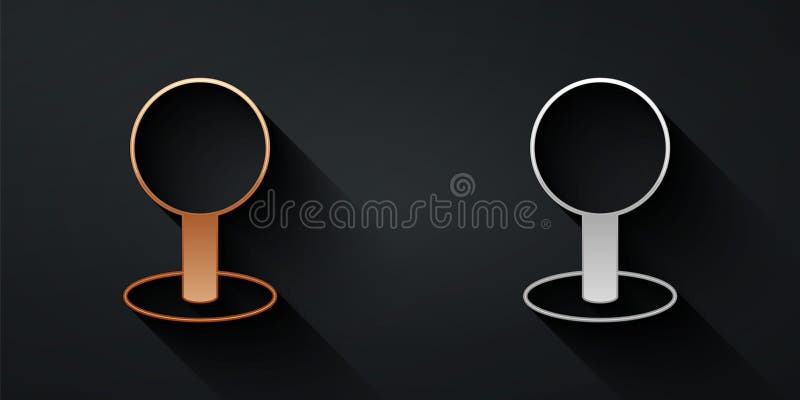 Gold and Silver Push Pin Icon Isolated on Black Background. Thumbtacks ...
