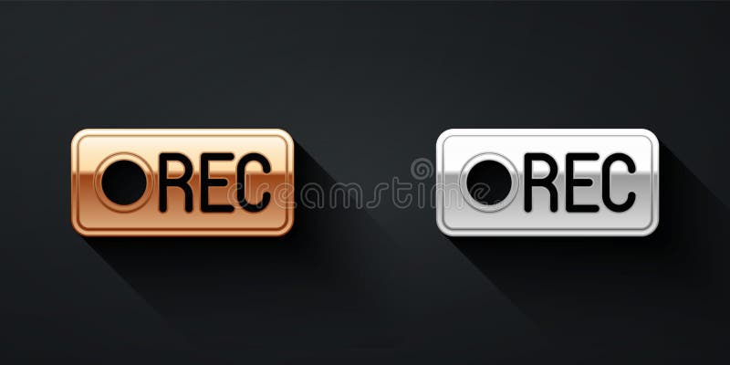 Gold and Silver Record Button Icon Isolated on Black Background. Rec ...