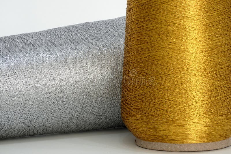 Gold and Silver Sewing Thread - Close-up Stock Photo - Image of thread ...