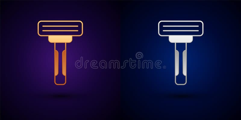 Gold and Silver Shaving Razor Icon Isolated on Black Background. Vector ...