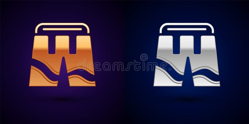 Gold and Silver Short or Pants Icon Isolated on Black Background ...