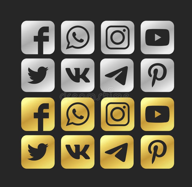 Social Media Logos Gold Stock Illustrations – 353 Social Media Logos ...