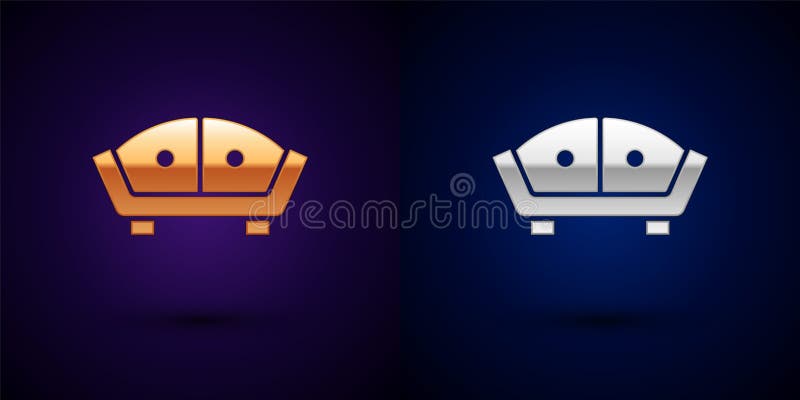Gold and Silver Sofa Icon Isolated on Black Background. Vector Stock ...