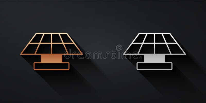 Gold and Silver Solar Energy Panel Icon Isolated on Black Background ...