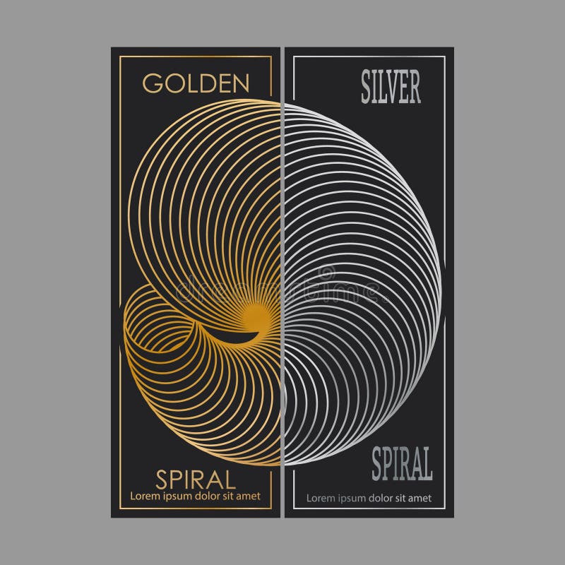Gold and Silver Spiral. a Design Template for the Design of a Cover ...