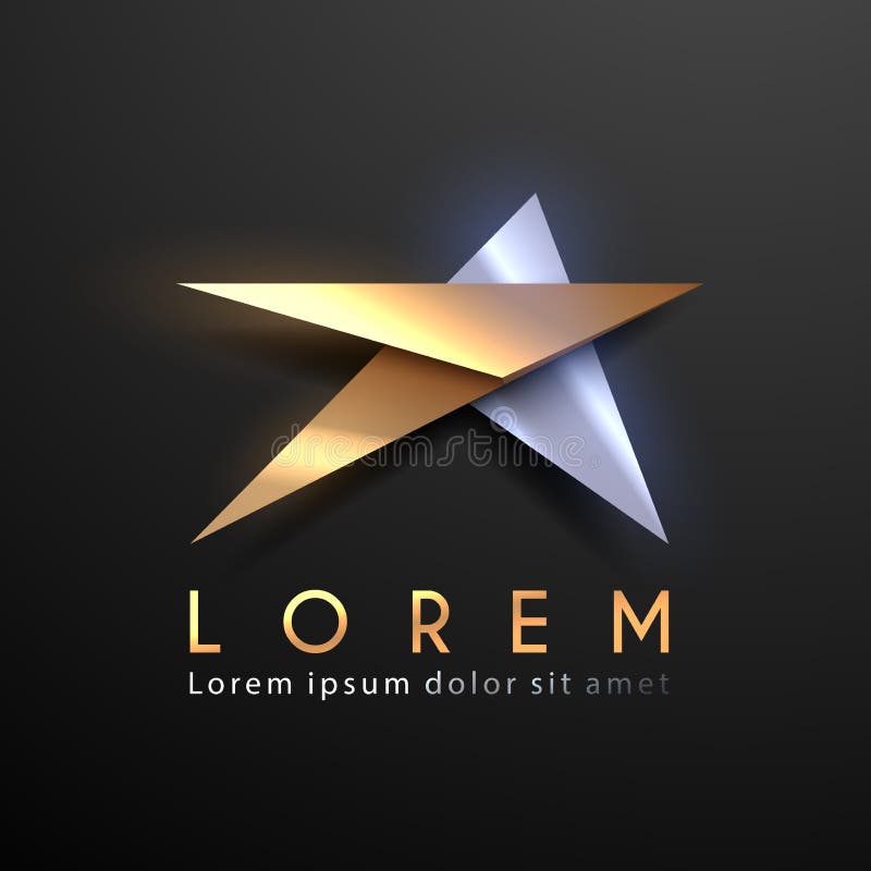 Gold and Silver Star Shape Logo Template Stock Vector - Illustration of ...