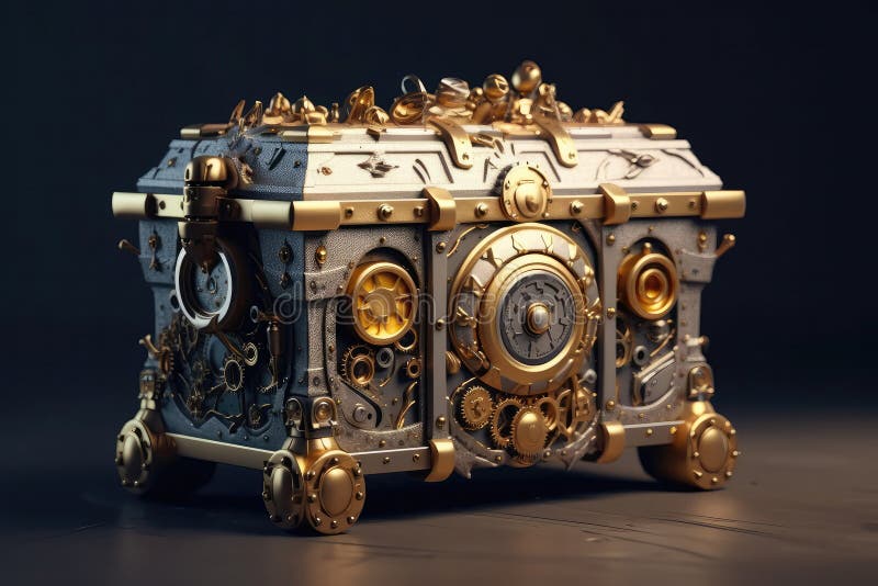 Gold Silver Steampunk Style Chest Smoky Grey. Generative AI Stock ...