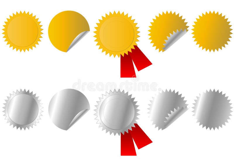 Gold and silver stickers stock vector. Illustration of sticker - 8427855