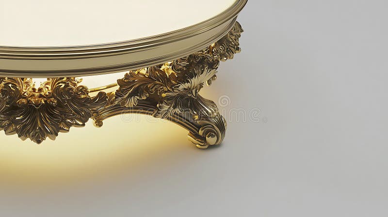 A Gold and Silver Table with a Leaf Design Stock Illustration ...