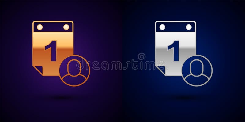 Gold and Silver Time Management Icon Isolated on Black Background ...