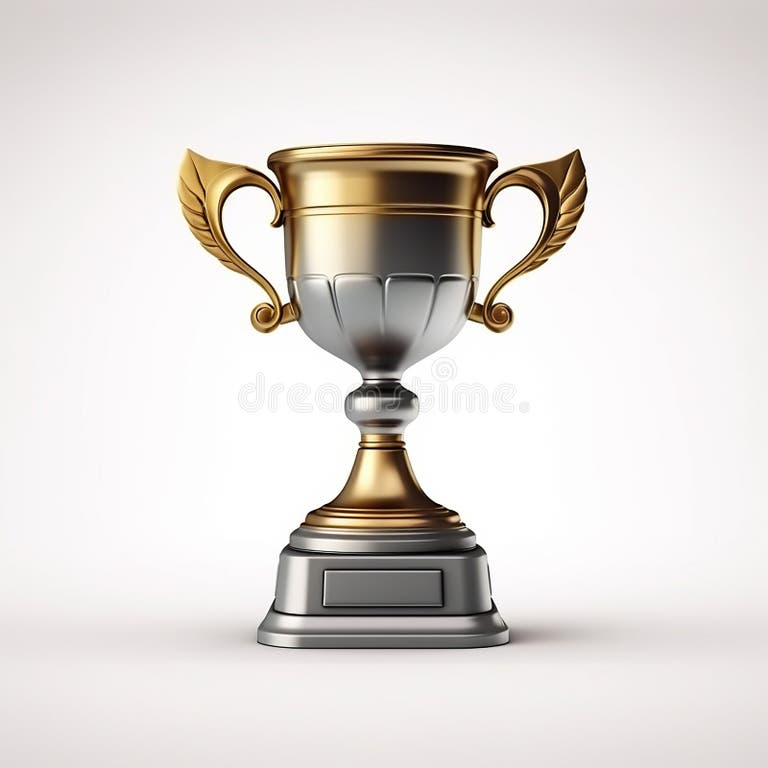 Gold and Silver Trophy Icon 3d Rendering on White Background Stock ...