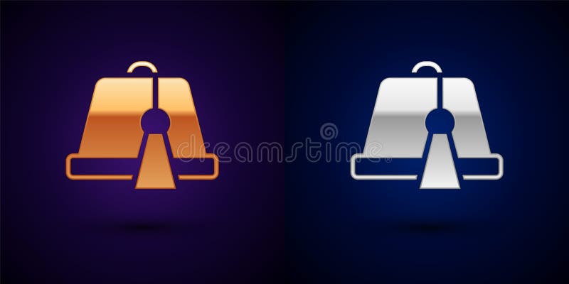 Gold and Silver Turkish Hat Icon Isolated on Black Background. Vector ...